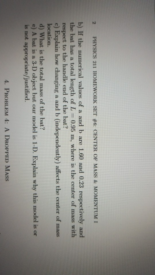 Solved 3. PROBLEM 3: BASEBALL BAT MODEL Consider a simple | Chegg.com