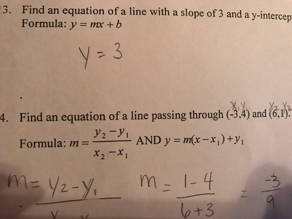 Solved Find an equation of a line with a slope of 3 and a | Chegg.com