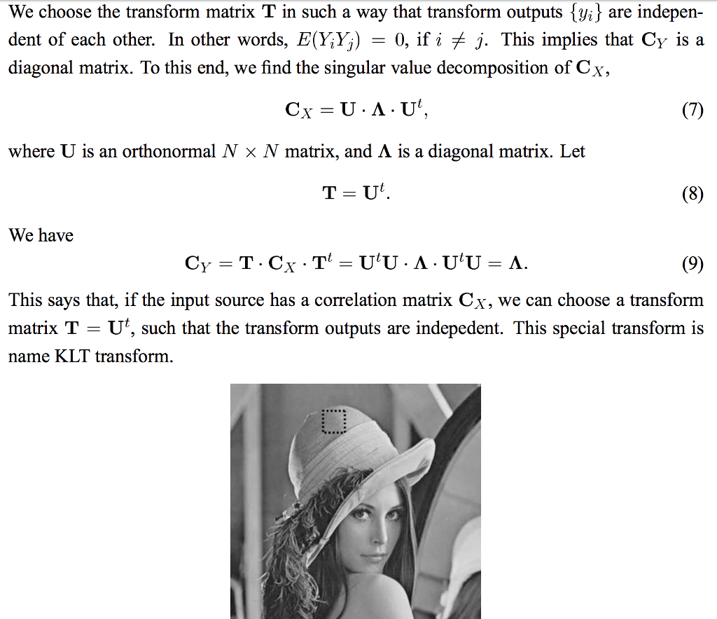 Solved Design a 16-point KLT transform for i More | Chegg.com