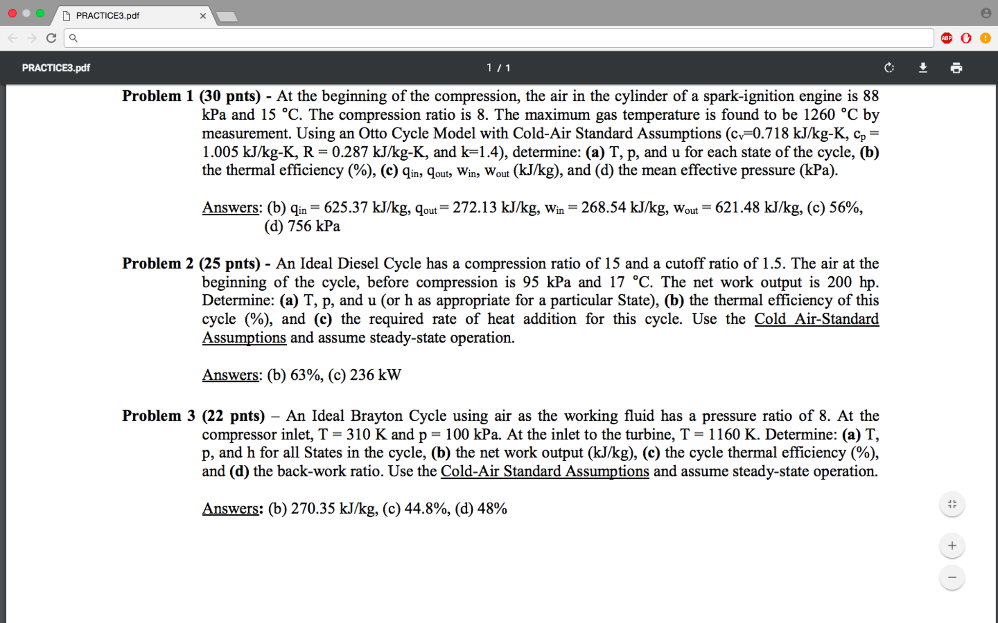 Solved At the beginning of the compression, the air in the | Chegg.com