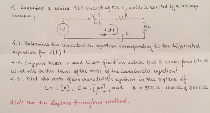 Solved Consider alpha series RLC circuit of Fig. 4, which is | Chegg.com