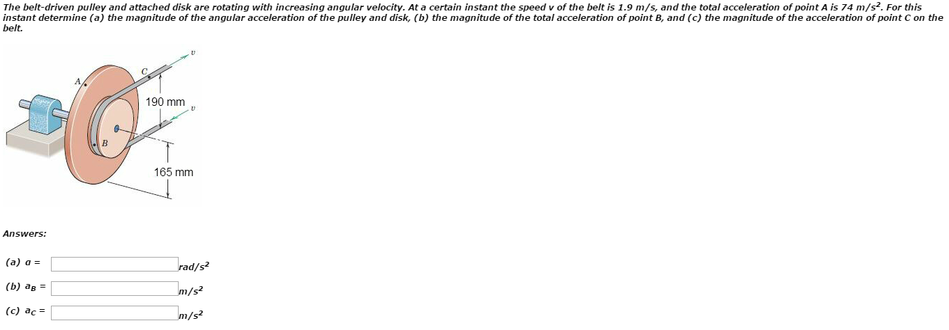 Solved The belt-driven pulley and attached disk are rotating | Chegg.com