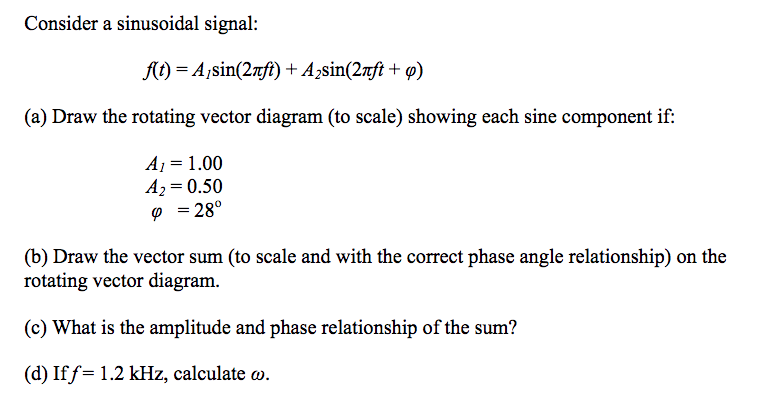 Solved Consider a sinusoidal signal: (a) Draw the rotating | Chegg.com