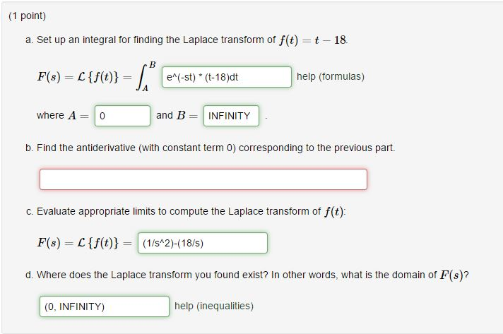 Solved a. Set up an integral for finding the Laplace | Chegg.com Solved a. Set up an integral for finding the Laplace | Chegg.com