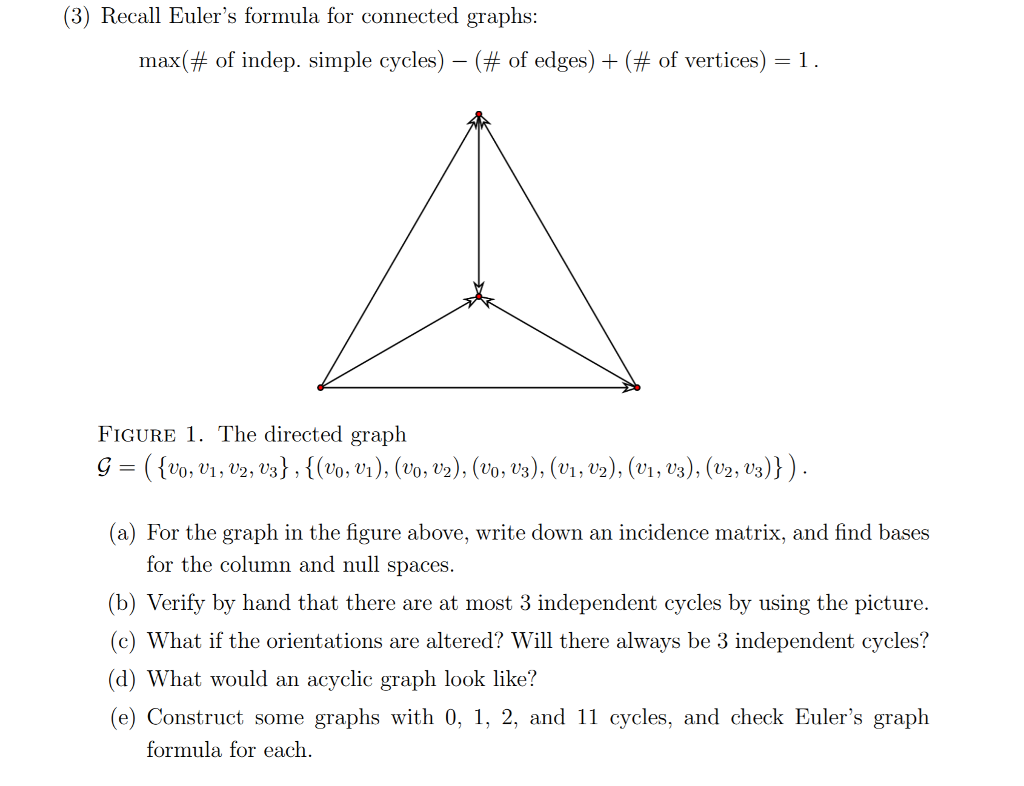 (3) Recall Euler's formula for connected graphs: | Chegg.com