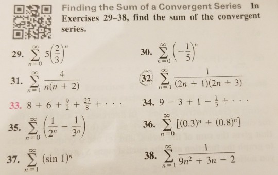 Solved DO Finding the Sum of a Convergent Series In ?? 29, y | Chegg.com