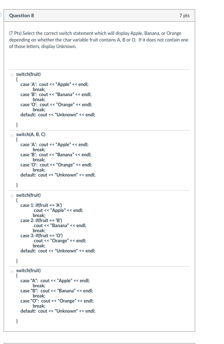 Solved DQuestion 9 6 pts (6 Pts) Which if statement below | Chegg.com Solved DQuestion 9 6 pts (6 Pts) Which if statement below | Chegg.com