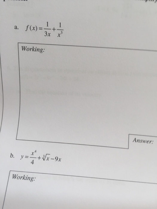 Solved F x 1 3x 1 x 3 Y X 4 4 3 Squareroot X 9x Chegg