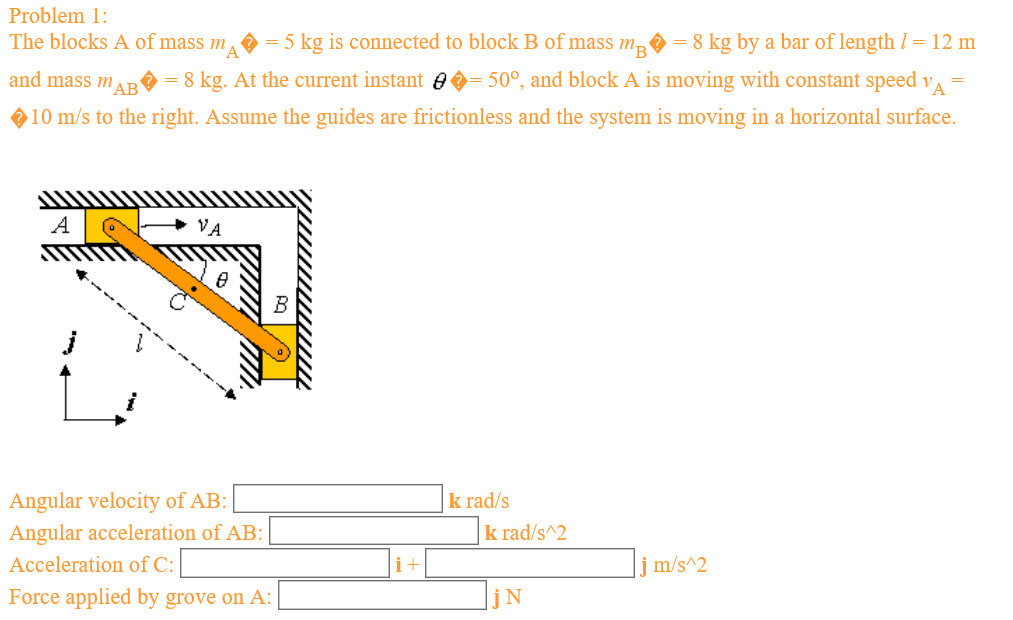 Solved The blocks A of mass mA = 5 kg is connected to block | Chegg.com