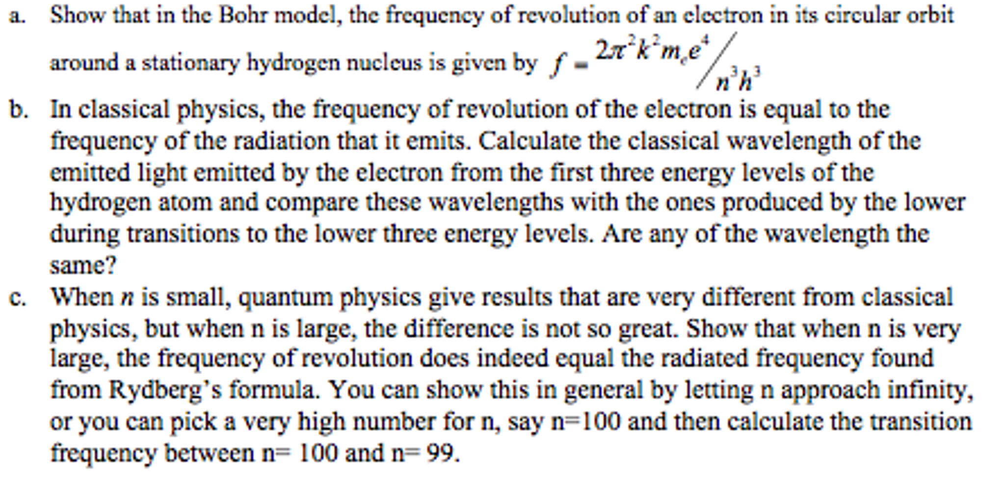 Solved Show That In The Bohr Model The Frequency Of
