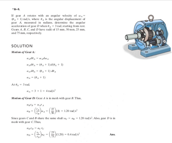 Solved If Gear A Rotates With An Angular Velocity Of Rad S