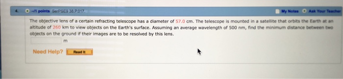 Solved The objective lens of a certain refracting telescope | Chegg.com