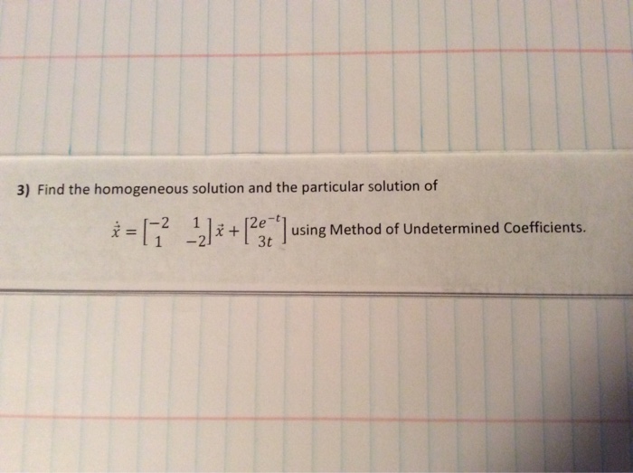 Solved Find the homogeneous solution and particular solution | Chegg.com