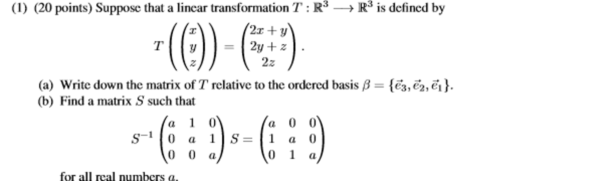 Solved Suppose that a linear transformation T: R^3 | Chegg.com