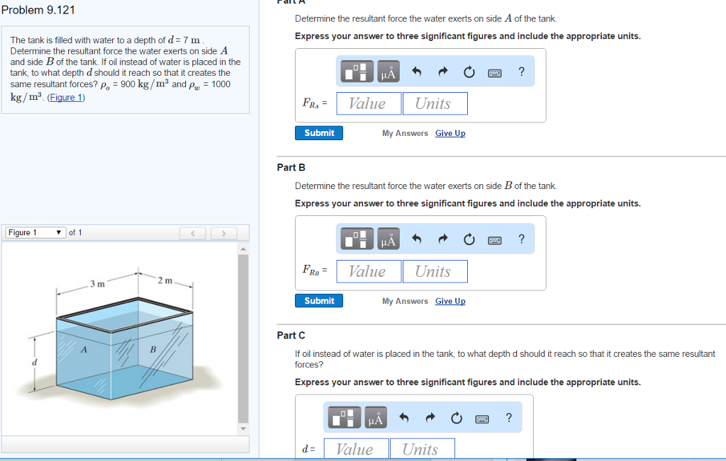 Solved The tank is filled with water to a depth of d = 7m. | Chegg.com