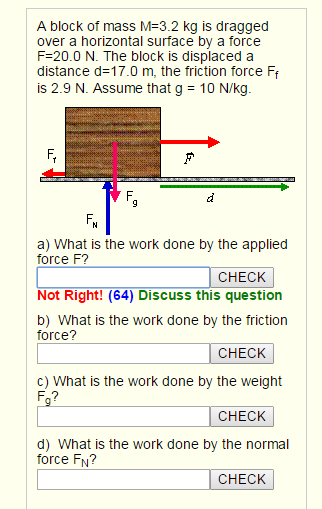 Solved A block of mass M=3.2 kg is dragged over a horizontal | Chegg.com