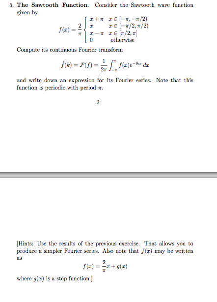The Sawtooth Function. Consider the Sawtooth wave | Chegg.com