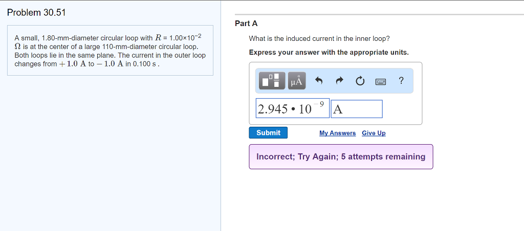 Solved A small, 1.80-mm-diameter circular loop with R = 1.00 | Chegg.com