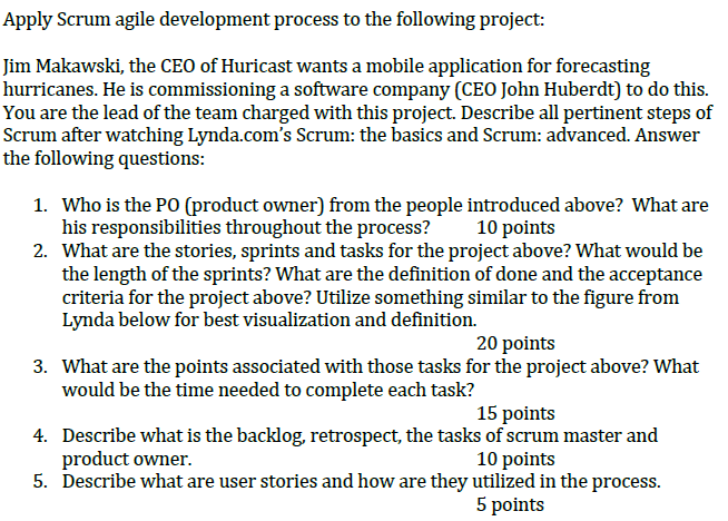 Solved Apply Scrum agile development process to the | Chegg.com