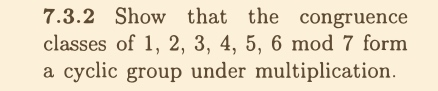 Solved Show that the congruence classes of 1, 2, 3, 4, 5, 6 | Chegg.com