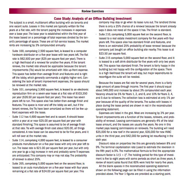 Review Exercise Case Study: Analysls of an Office | Chegg.com