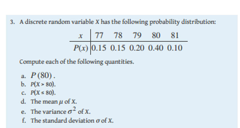 Solved 3. A discrete random variable X has the following | Chegg.com