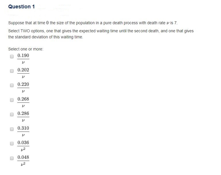 Solved Question 1 Suppose that at time 0 the size of the | Chegg.com