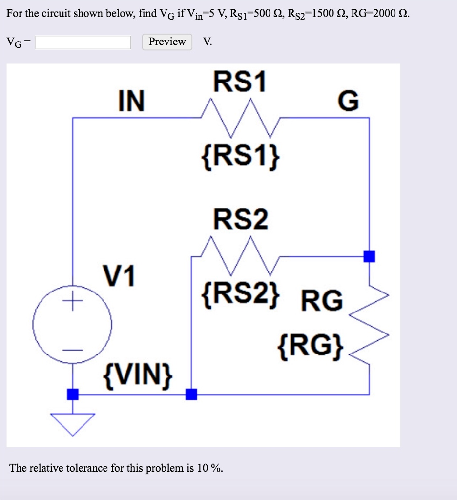 Solved For the circuit shown below, find VG if Vin-5 V, | Chegg.com