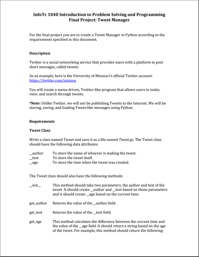 Solved InfoTc 1040 Introduction to Problem Solving and | Chegg.com