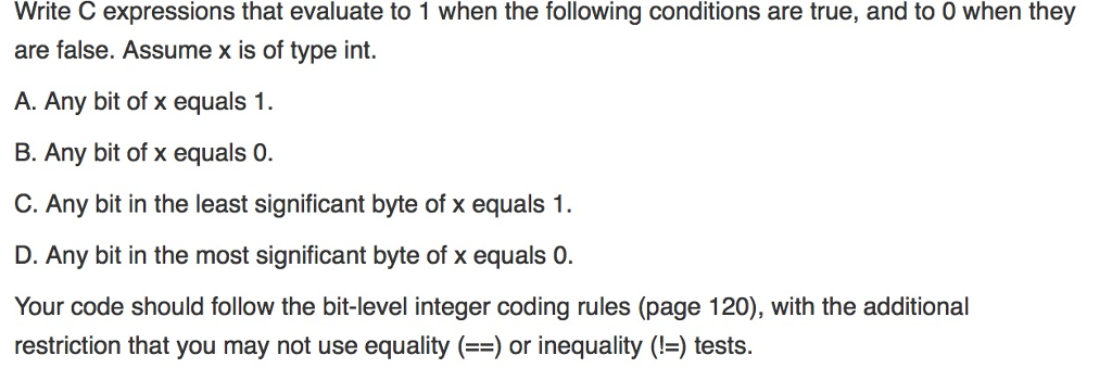 Solved Write C Expressions That Evaluate To 1 When The 