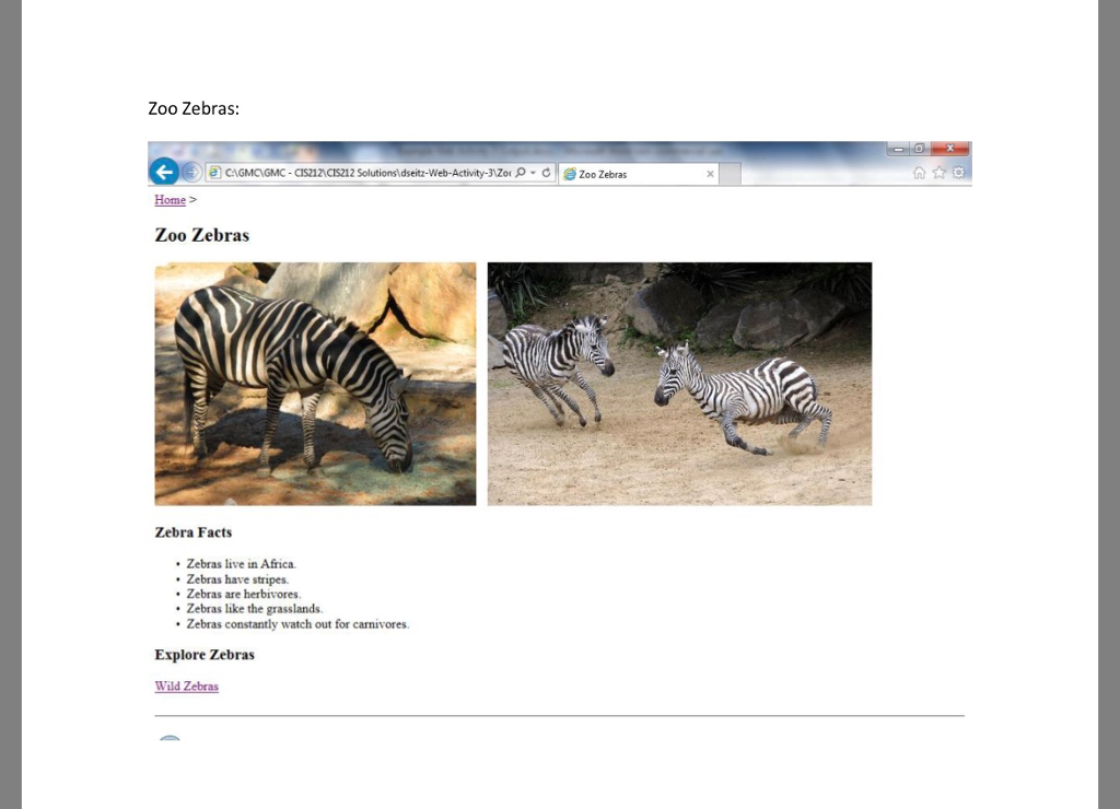 Solved Create a web site (set of web pages) for a zoo. | Chegg.com