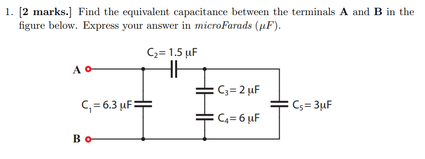 Solved Find the equivalent capacitance between the terminals | Chegg.com