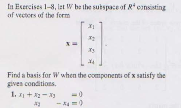 Solved In Exercises 1-8, let W be the subspace of R4 | Chegg.com