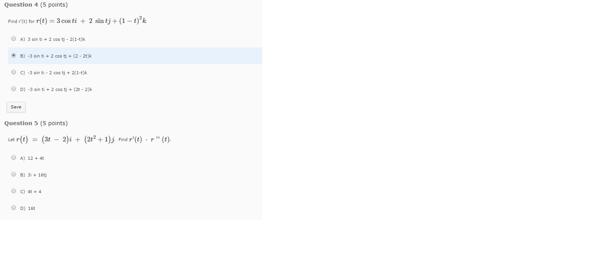 Solved Find r'(t) for r(t) = 3 cos ti + 2 sin tj + (1 - t)^2 | Chegg.com