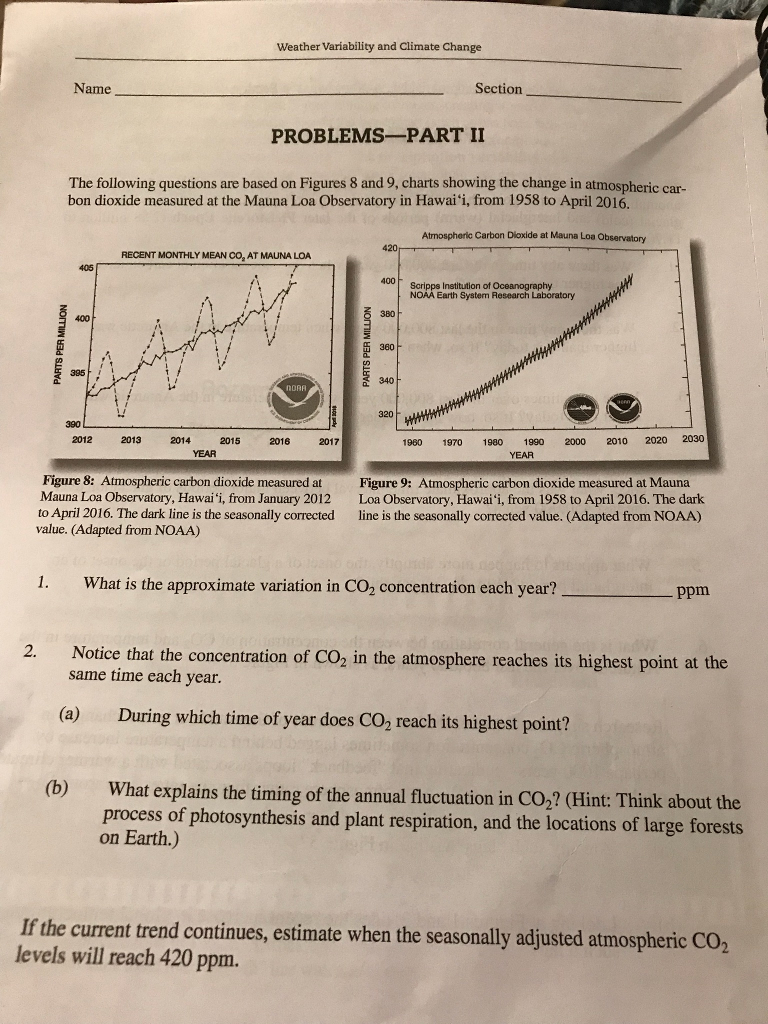 Solved weather variability and Climate Change Name Section | Chegg.com