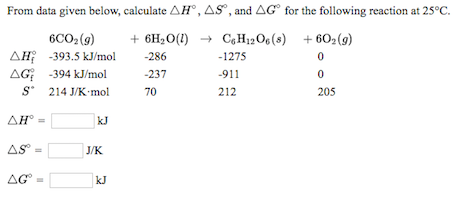 Solved From data given below, calculate Delta H degree, | Chegg.com
