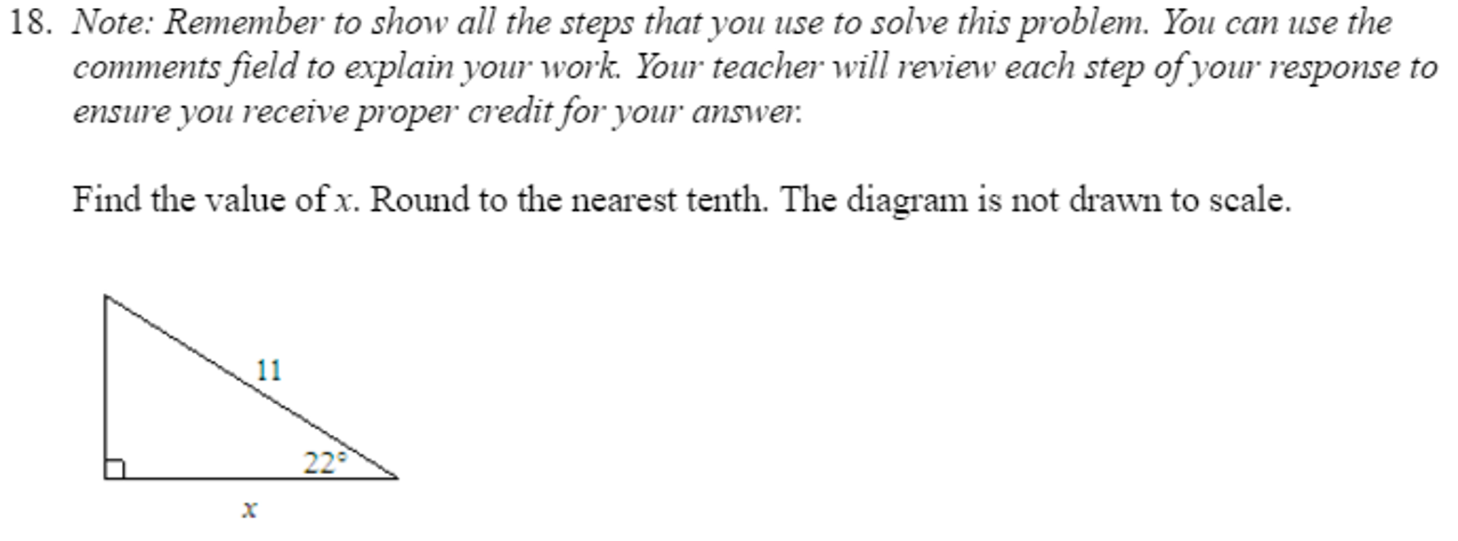 Solved Find the value of x. Round to the nearest tenth. The | Chegg.com