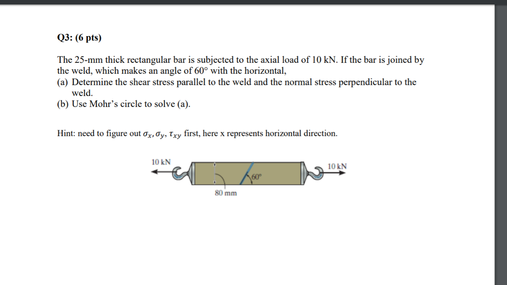 Solved Q3: (6 pts) The 25-mm thick rectangular bar is | Chegg.com