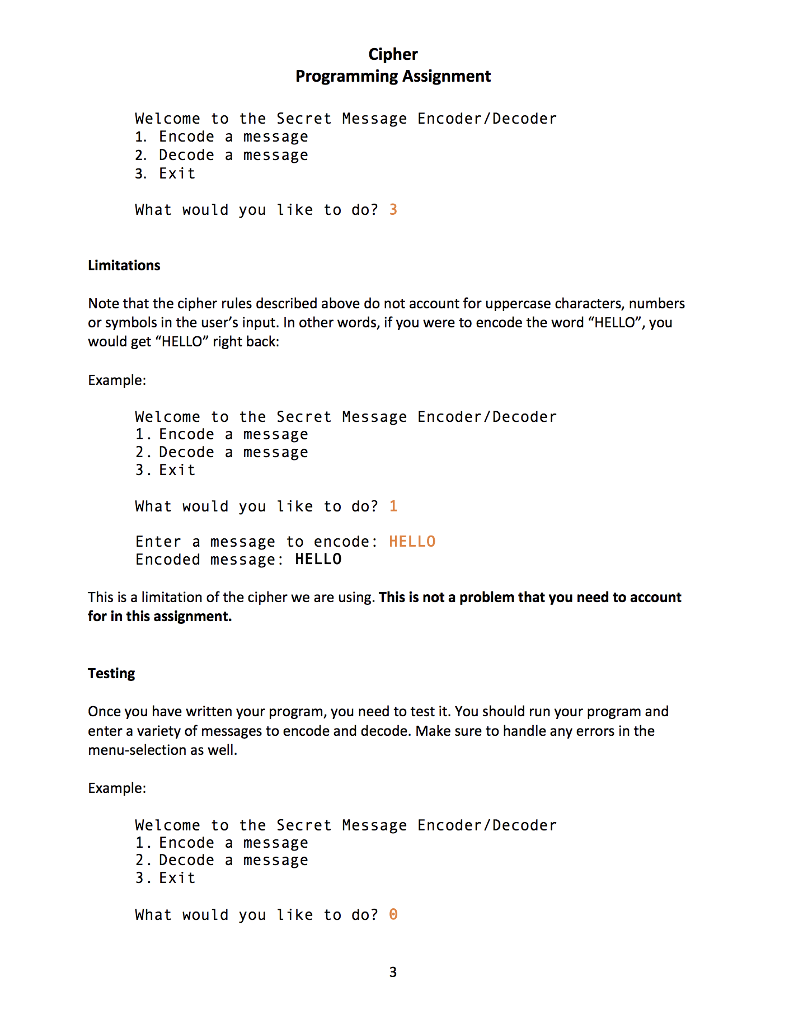 Solved Using Pyton 3 write a cipher program. In this | Chegg.com
