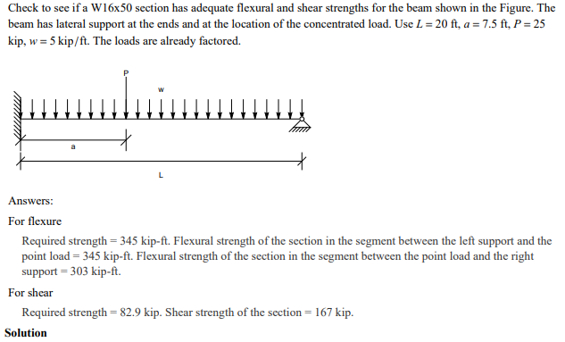 Solved Check to see if a W16x50 section has adequate | Chegg.com