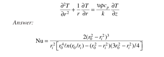 Derivation of Nusselt number for laminar flow in an | Chegg.com