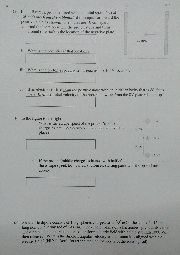 Solved In the figure, a proton is fired with an initial | Chegg.com