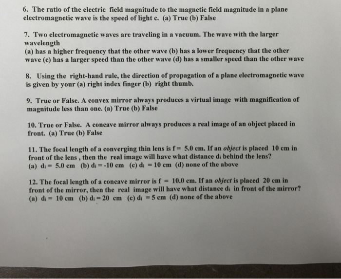 Solved The ratio of the electric field magnitude to the | Chegg.com