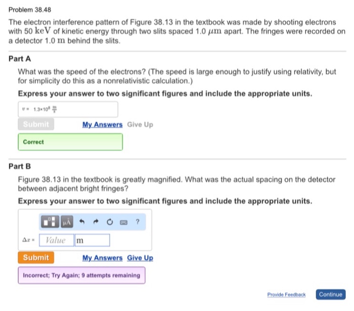 The electron interference pattern of Figure 38.13 in | Chegg.com