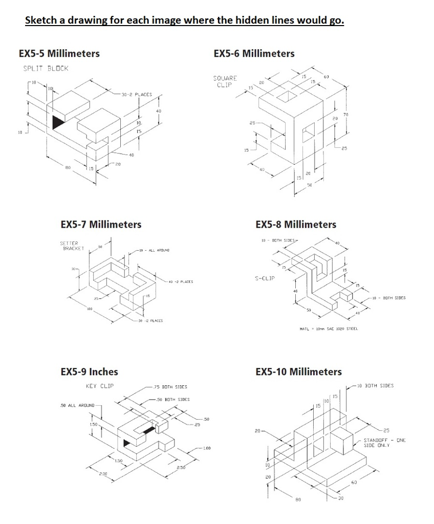 Solved Sketch a drawing for each image where the hidden | Chegg.com