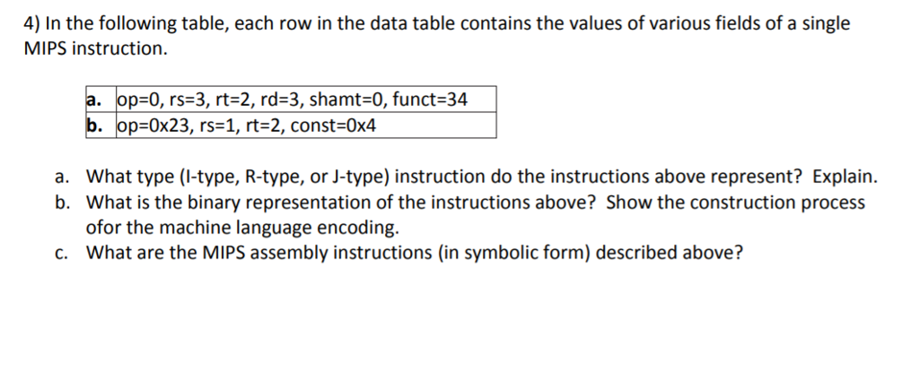 4) In the following table, each row in the data table | Chegg.com