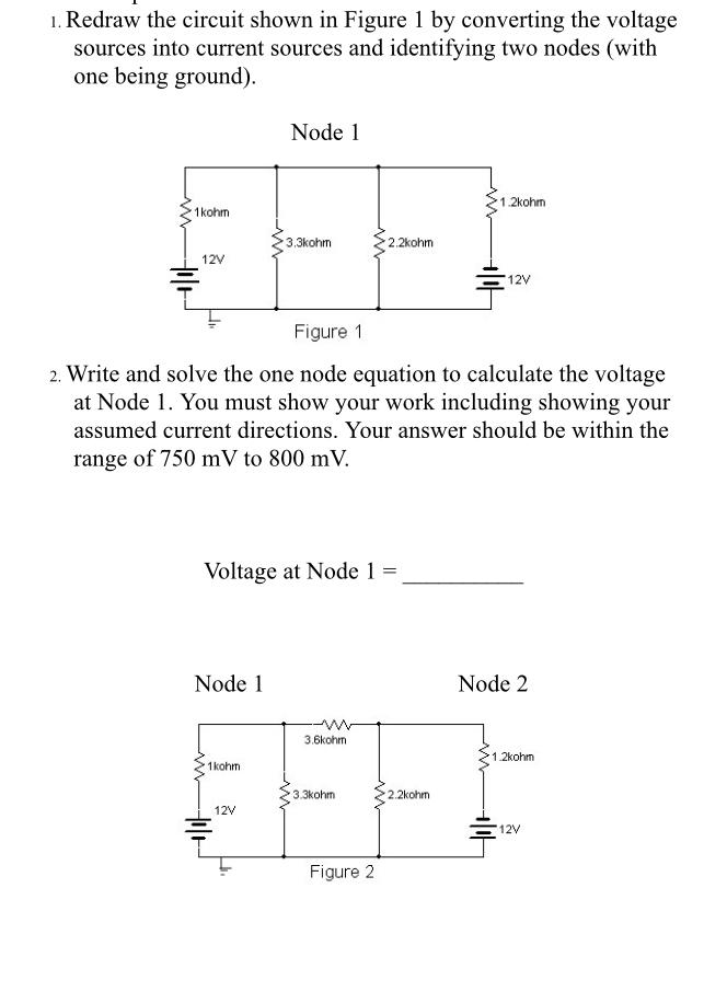 Solved 1. Redraw the circuit shown in Figure 1 by converting | Chegg.com