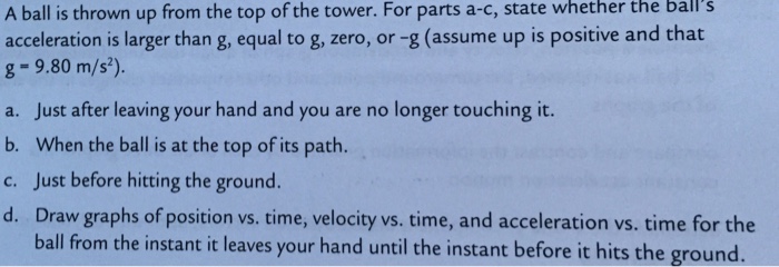 Solved A ball is thrown from the top of a tower. For parts | Chegg.com