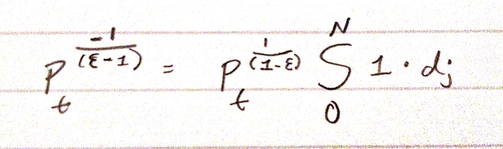 Solved Solve for P_t. P_t -1/(epsilon - 1) = P_t 1/(1 - | Chegg.com
