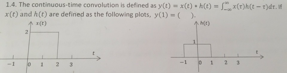 Solved 0x(τ)h(t-t)d. I 14. The continuous-time convolution | Chegg.com